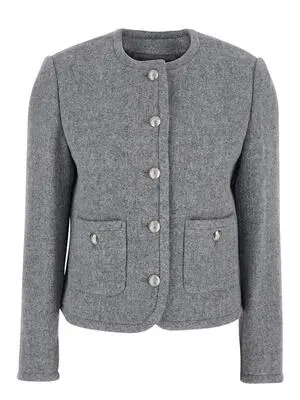 DUNST Button-closure Tweed Jacket - Grey