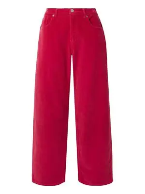 LA LIGNE Marilyn Cotton-blend Corduroy Wide-leg Pants - Red