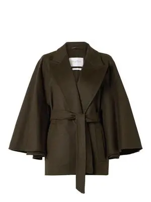 Max Mara Verna Belted Camel Hair Coat Forest Green