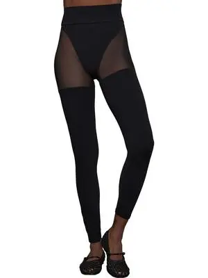 Carbon38 Sheer Thigh High Legging - Black