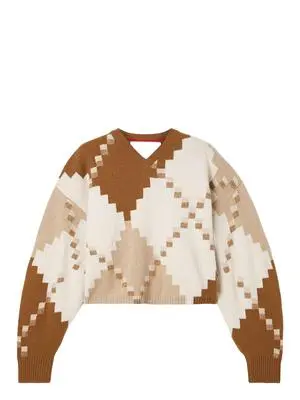 RÙADH The Ava Jacquard-Knit Wool Sweater Camel
