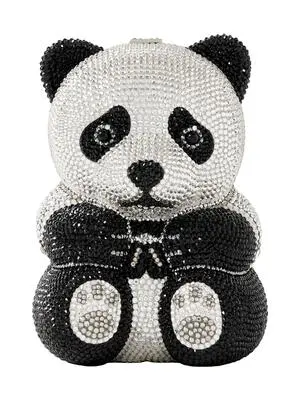 Judith Leiber Teddy Bear Crystal-embellished Clutch - Black