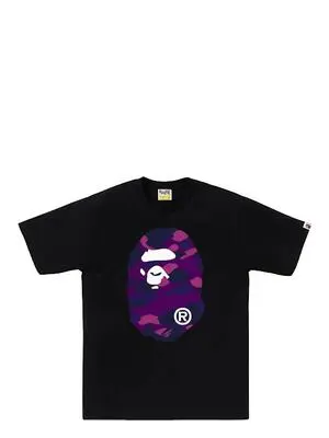 A BATHING APE Camo Big Ape Head Tee Shirt (fw25)in Black/purple
