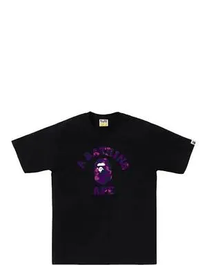 A BATHING APE Camo College Tee Shirt - Black/purple