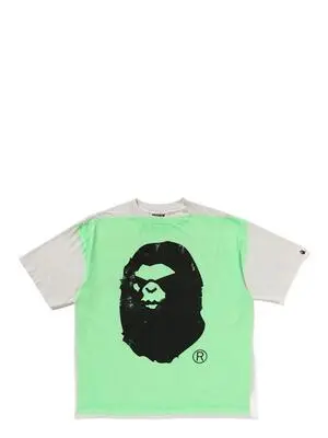 A BATHING APE X Saint Mxxxxxx Mad Face Handprinting Tee Shirt White Green