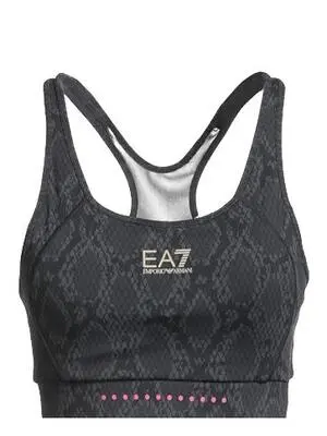 EA7 Snakeskin-print Sleeveless Sports Top - Black