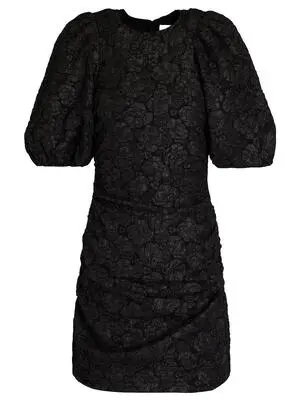 GANNI Cloqué Mini Dress - Black