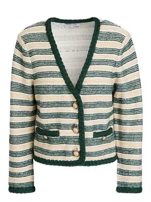 VERONICA BEARD Claudine Striped Linen-Blend Jacket
