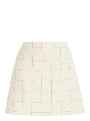 Veronica Beard Checked Crepe Mini Skirt - Ivory