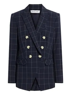 Veronica Beard Charleston Dickey Checked Crepe Blazer - Navy