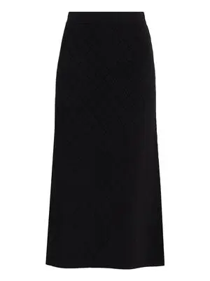 Zimmermann Pointelle-Knit Wool Midi Skirt Black