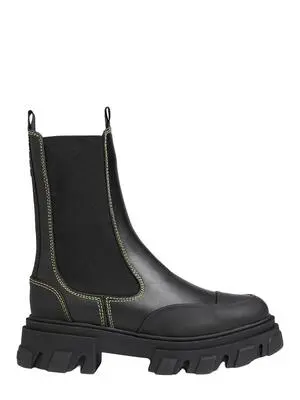 GANNI Leather Chelsea Boots - Black