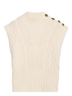 Veronica Beard Holton Cable-knit Wool Turtleneck Vest - Ivory