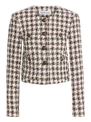 Veronica Beard Cirtane Metallic Checked Tweed Jacket - Ecru