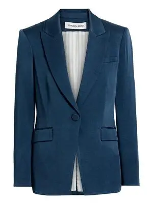 Veronica Beard Long And Lean Dickey Satin-crepe Blazer - Storm Blue