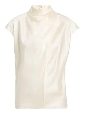 Veronica Beard Leilany Draped Silk-blend Satin Top - Ivory
