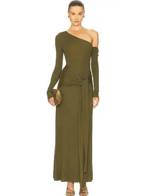 SEVEN WONDERS Bianca One Shoulder Maxi Dress - Army Green