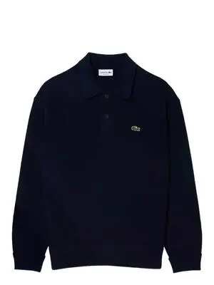 Lacoste Long Sleeve Wool Polo Shirt Blue