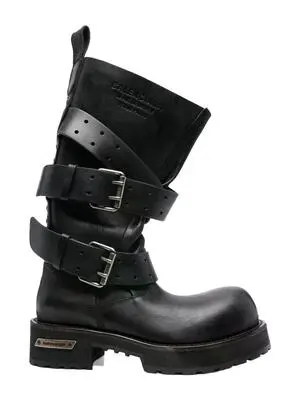 Balenciaga Venom Buckle-strap Leather Boots - Black