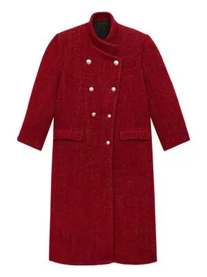 Isabel Marant Giusa Long Brushed Coat Deep Red