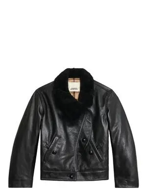Isabel Marant Briyana Leather Aviator Jacket - Black