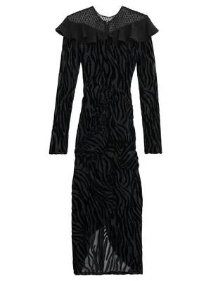 Isabel Marant Camy Zebra Print Velvet Wrap Dress - Black