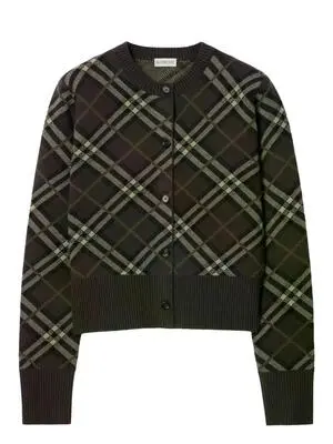 Burberry Check-pattern Cashmere Cardigan - Brown
