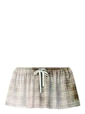 Miu Miu Plaid A-line Skirt - Brown