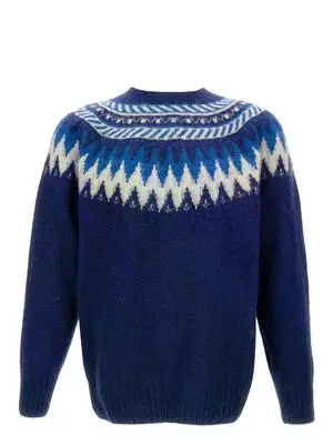 Howlin' Fair-Isle Pattern Crew-Neck Sweater Blue