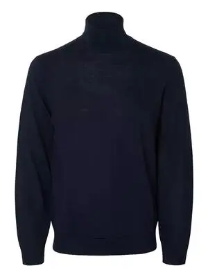 SELECTED Merino Wool Turtleneck Sweater - Blue