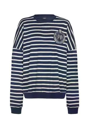 Balmain Emblem Striped Sweatshirt - Blue