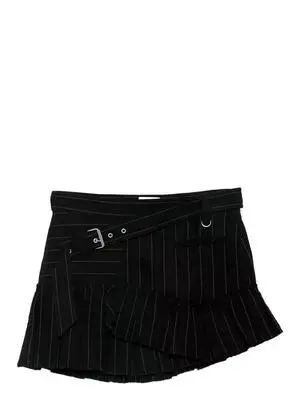 Isabel Marant Pinstriped Ruffled Skirt - Black