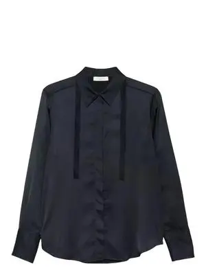 Incotex Ribbon-detail Long-sleeve Shirt - Black