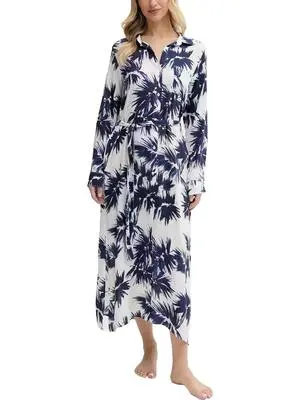 Dkny Floral Print Shirt Dress - White