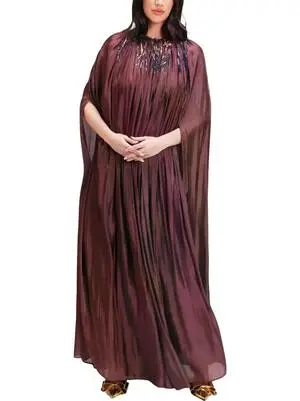 BARUNI Cape Sleeve Floor-length Dress - Purple