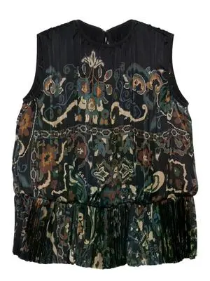 SACAI Pleated Paisley-Print Top