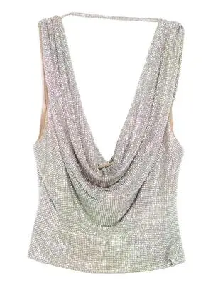 Giuseppe Di Morabito Embellished Cowl-neck Top - Silver