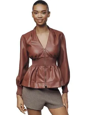 Maeve Tommie Faux Leather Blouse - Bloodstone