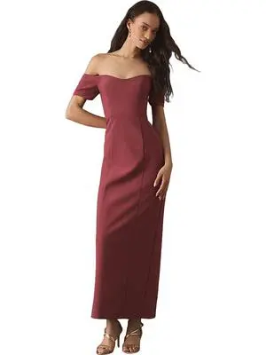Bhldn Willow Strapless Off-the-shoulder Maxi Dress - Maroon