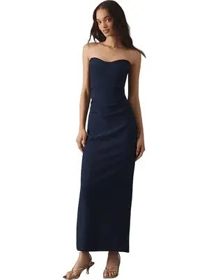Bhldn Pippa Strapless Sweetheart Crepe Column Maxi Dress - Navy Blue