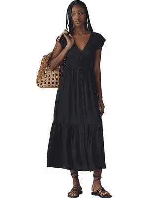 Anthropologie The Peregre Silky Midi Dress - Black Onyx