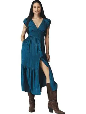 Anthropologie Peregre Silky Midi Dress - Deep Sea