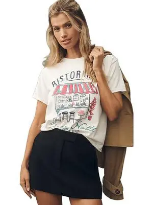 Anthropologie Ristorante Graphic Tee - Ivory