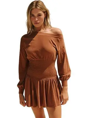 Free People Long-sleeve Mini Dress - Argan Oil