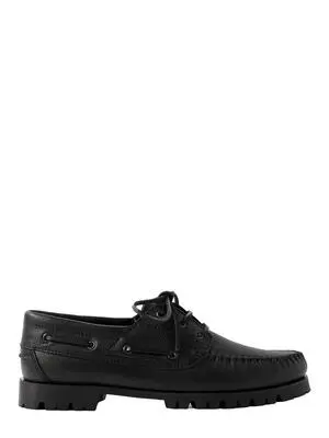 VINNY'S Aztec Leather Boat Shoes - Black
