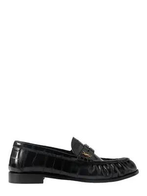 Saint Laurent Monogram Logo-appliquéd Eel Penny Loafers - Black