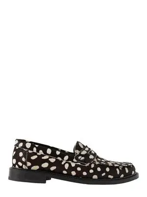 VINNY'S Yardee Printed Calf Hair Penny Loafers - Black