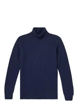 John Smedley Auckland Recycled Cashmere And Wool-blend Rollneck Sweater - Blue