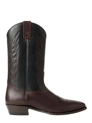 Ralph Lauren Leather Western Boot - Luggage Brown/black