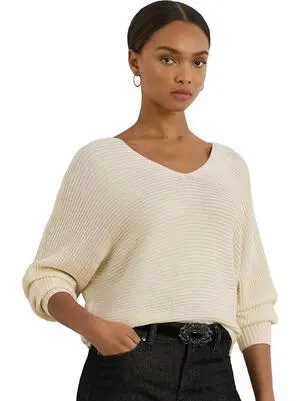 Ralph Lauren Rib-knit Dolman-sleeve Sweater - Mascarpone Cream